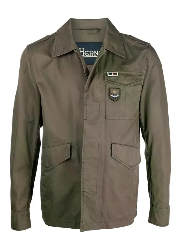 Herno Patch Detail Military Jacket - Green