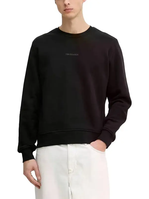 TRUSSARDI Logo Print Crew Neck Sweater - Black