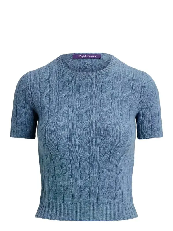 Ralph Lauren Cashmere Cable Knit Cropped Sweater - Blue
