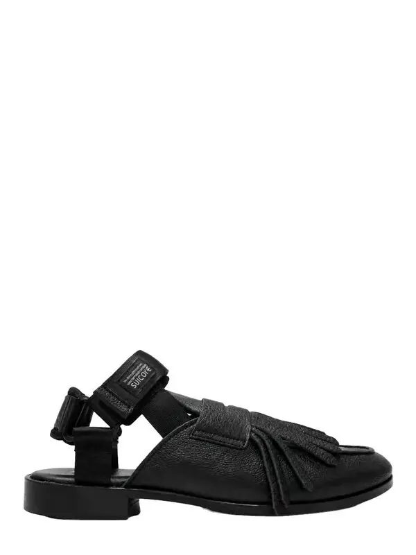 BED J.W. FORD Loafer-style Suede Sandals With Fringe Detailing - Black