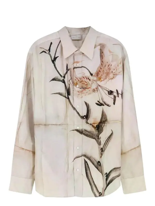 PIERRE-LOUIS MASCIA Floral-pattern Silk Shirt - Neutrals