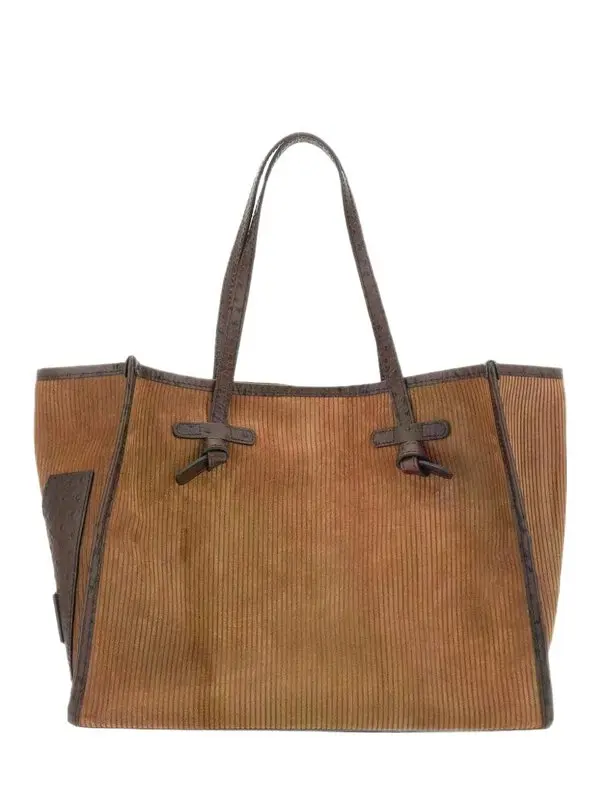 MARCELLA CLUB Marcella Ribbed Suede Shoulder Bag - Neutrals