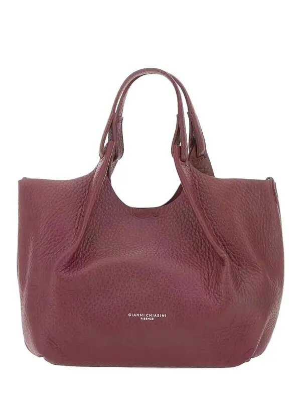 GIANNI CHIARINI Burgundy Pebbled Leather Tote Bag - Red