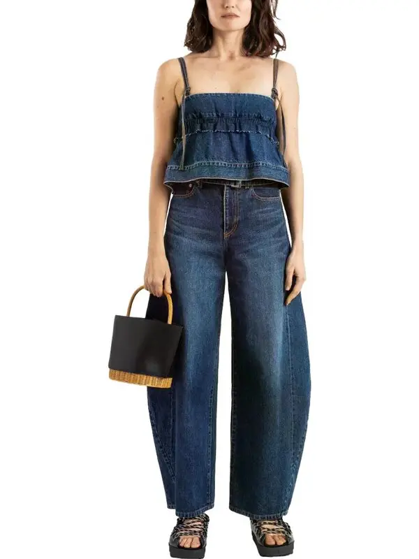 Sacai Frayed Ruffled Top - Blue