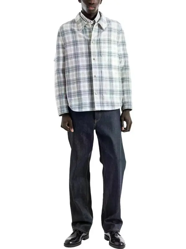 Thom Browne Windowpane-plaid Shirt Jacket - White