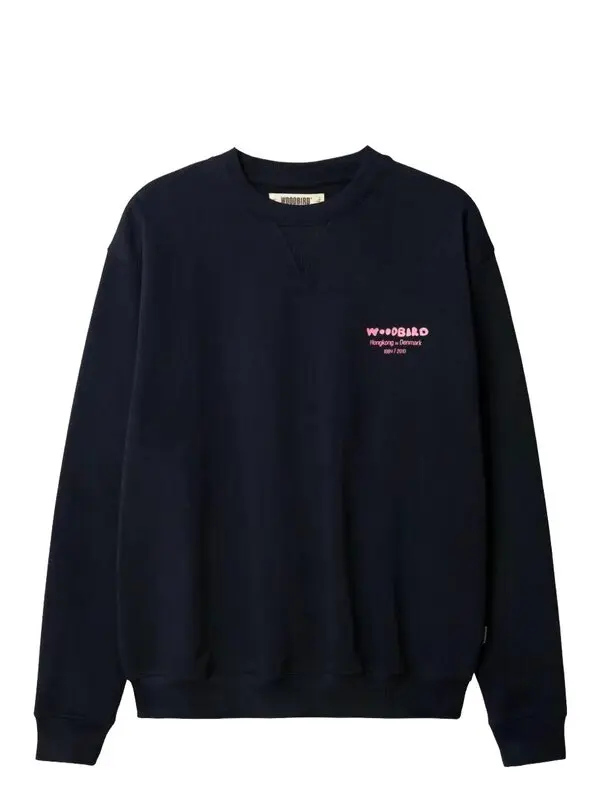 WOODBIRD Graphic Print Crew Neck Sweater - Blue