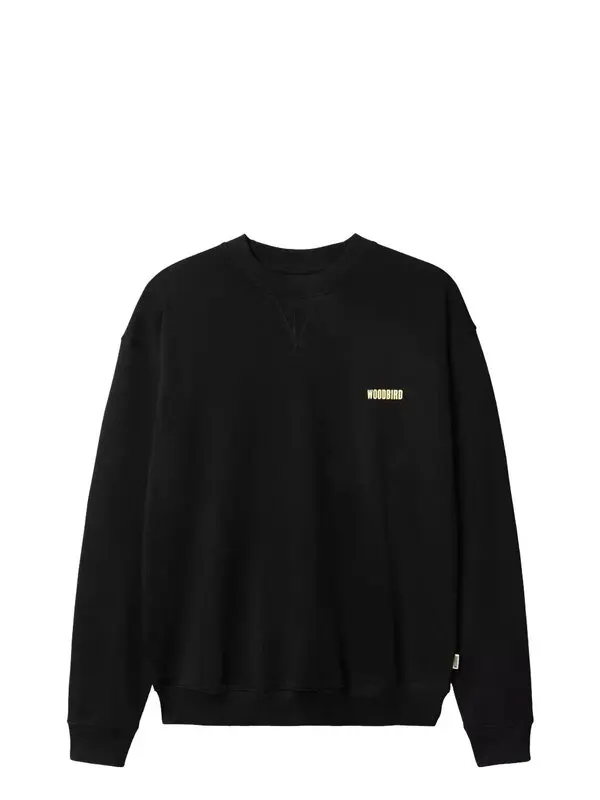 WOODBIRD Cane Lion Logo-print Cotton Sweater - Black
