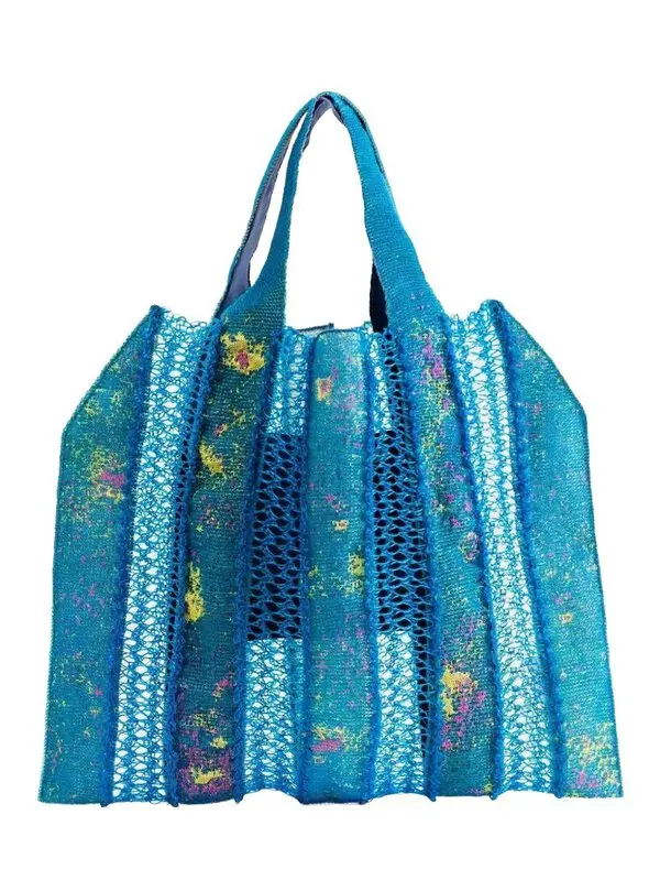 BIELO Openwork Knit Tote Bag - Blue