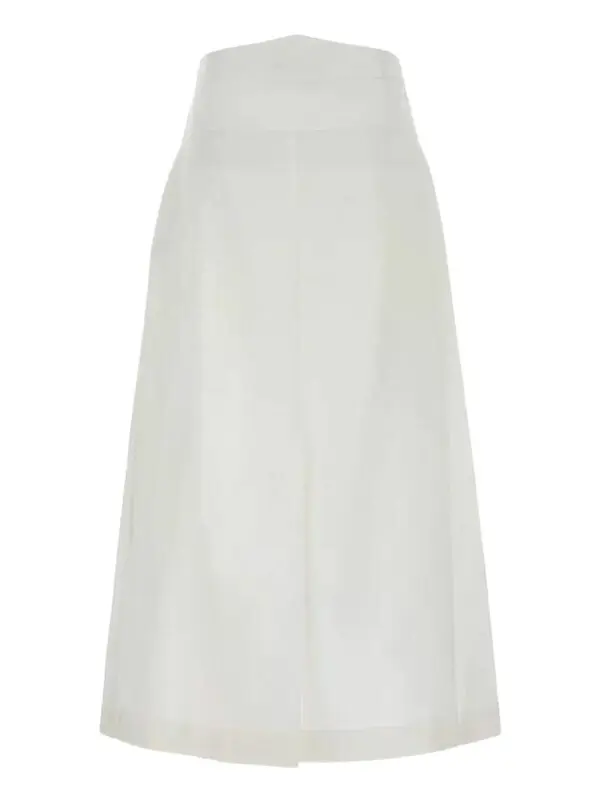 Fendi Leather Tab Stud Detail Midi Skirt - White