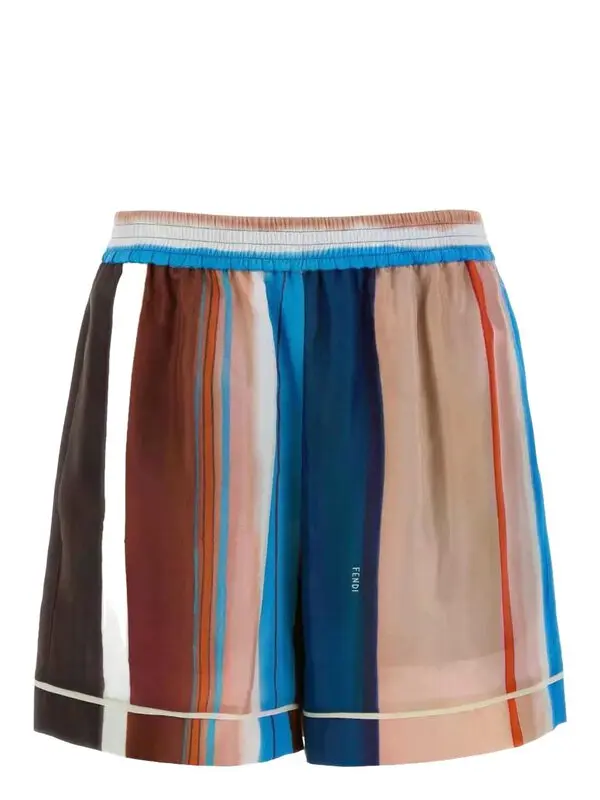 Fendi Striped Silk Shorts - Neutrals