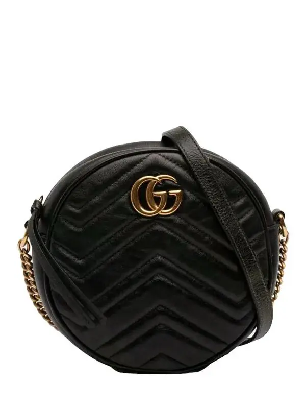 Gucci Matelasse Leather Round Crossbody Bag - Black