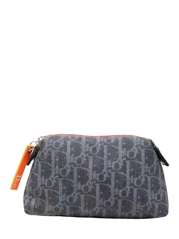 Dior Oblique Denim Flight Cosmetic Pouch - Blue