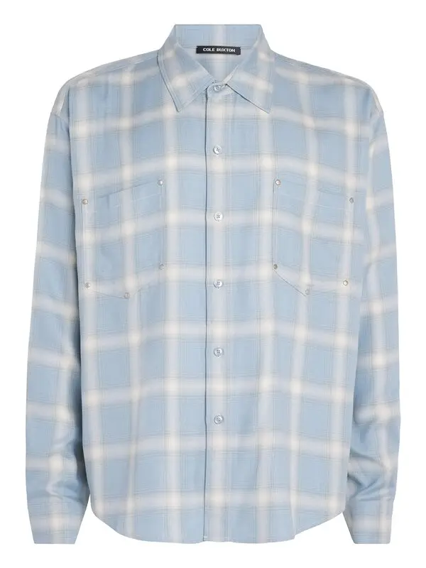 COLE BUXTON Check Western Shirt - Blue