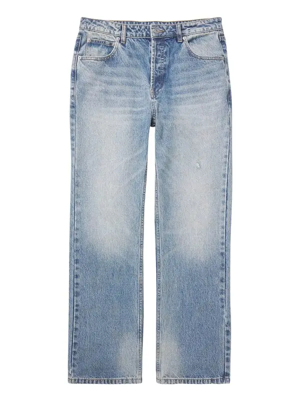 COLE BUXTON Distressed Straight Leg Jeans - Blue