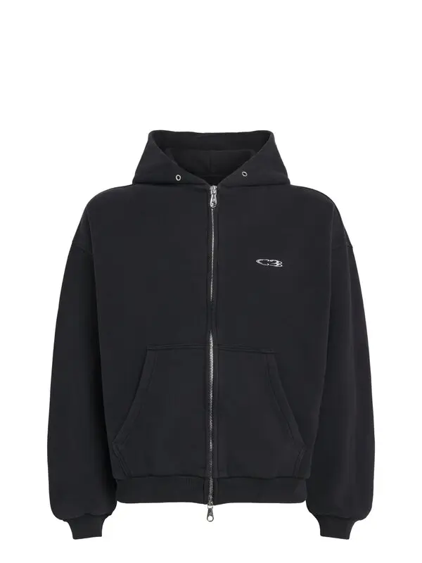 COLE BUXTON Cotton Distressed Surf Hoodie - Black
