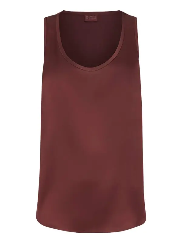 Brunello Cucinelli Sequined Stretch Cotton Tank Top - Red