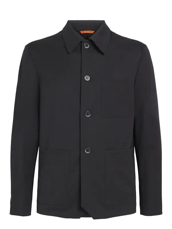 Barena Venezia Stretch-wool Gabardine Overshirt - Black