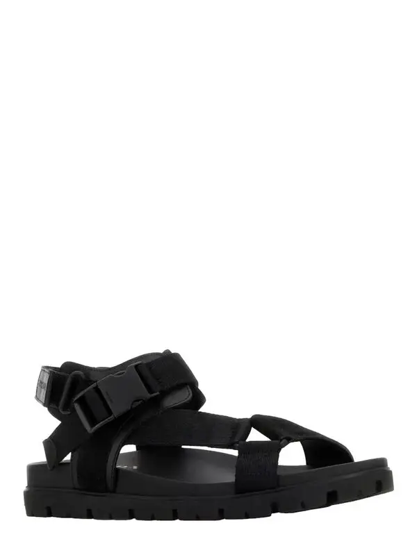 Prada Logo-embossed Fabric Suede Sandals - Black