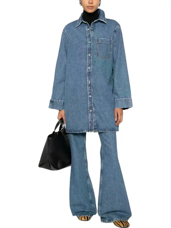 ANINE BING Mary Button-up Denim Mini Dress - Blue