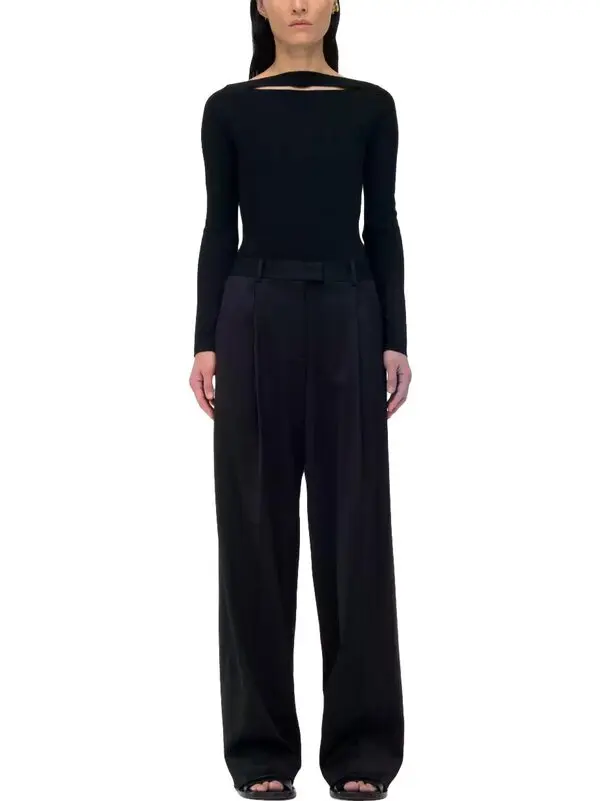 Another Tomorrow Cut-out Knitted Top - Black