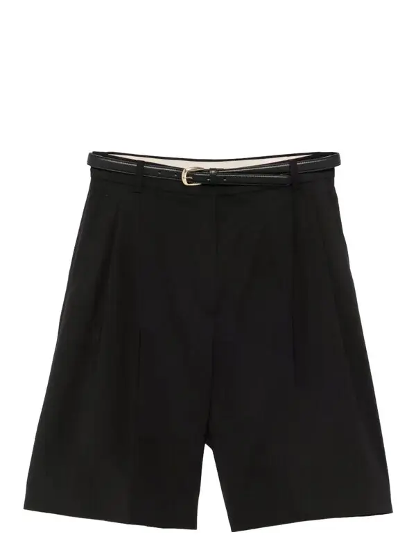 Max Mara Adorno Belted Pleated Shorts - Black