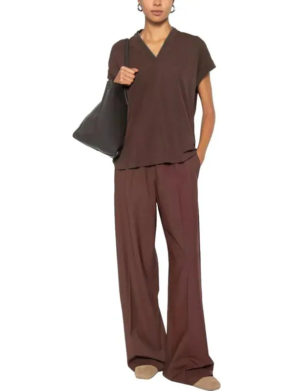 Brunello Cucinelli Pleated Wide-leg Trousers - Brown