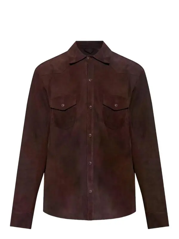 Eleventy Suede-panelled Western-yoke Jacket - Brown