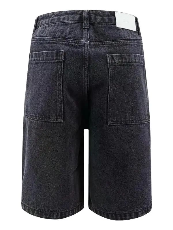 DUNST Pleated Denim Shorts - Black