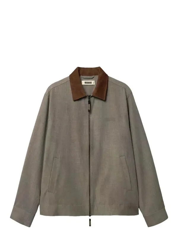 WOODBIRD Corduroy-collar Zip-up Jacket - Brown
