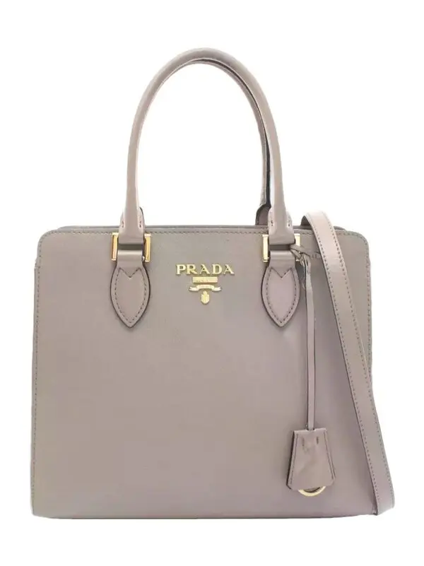 Prada Saffiano Leather 2way Tote Bag - Neutrals