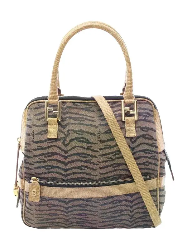 Fendi Zebra Canvas Tote Bag - Neutrals