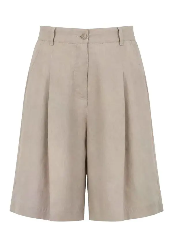 MOORER Pleated Linen Shorts - Neutrals