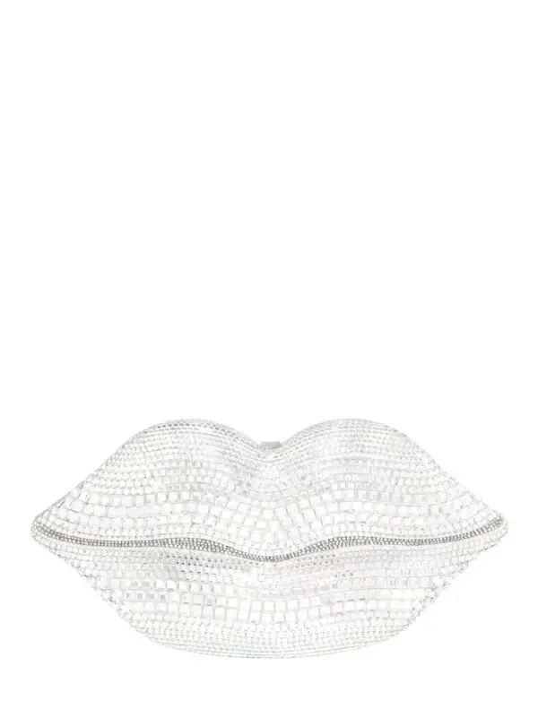 Judith Leiber Disco Lips Crystal Clutch - Silver