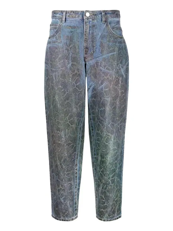 Alberta Ferretti Snake-print Straight-leg Jeans - Blue