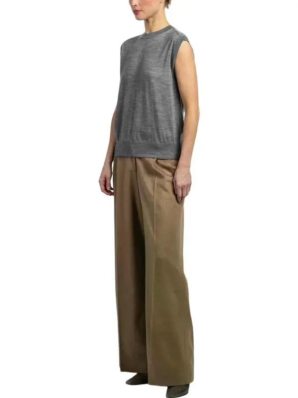 Another Tomorrow Merino-wool Top - Grey