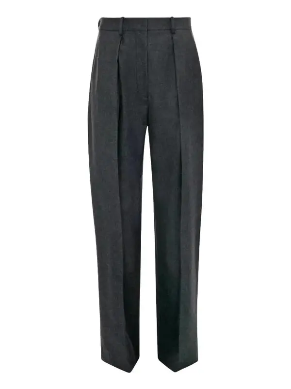 Victoria Beckham Pleated Straight-leg Trousers - Grey