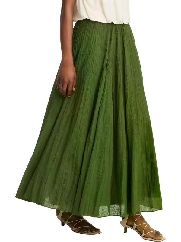 Vince Crinkled-effect Flared Skirt - Green