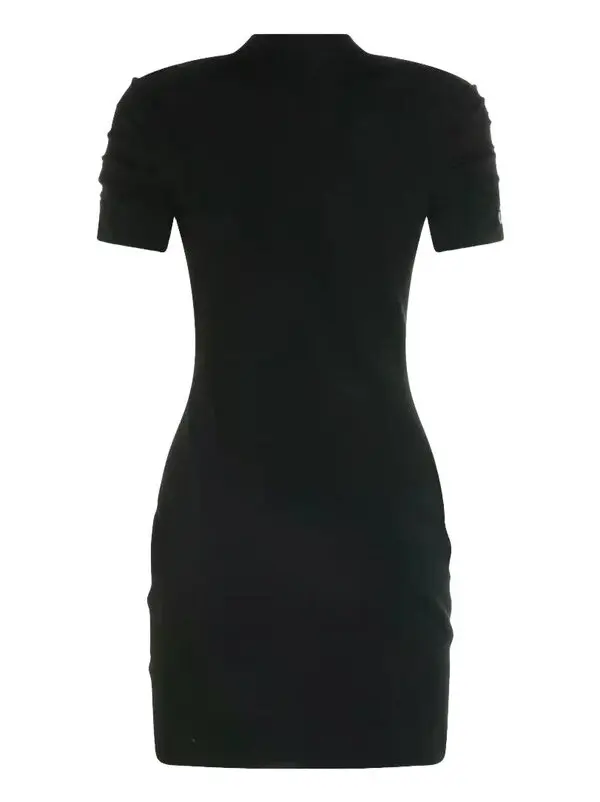 Alexander Wang Ruched Sleeve Logo Print Dress - Black