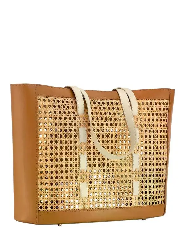Tyler Ellis Jumbo Bristol Wicker And Leather Tote Bag - Neutrals