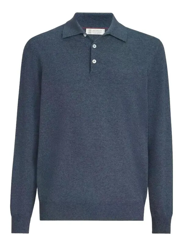 Brunello Cucinelli Cashmere-knit Polo Shirt - Blue