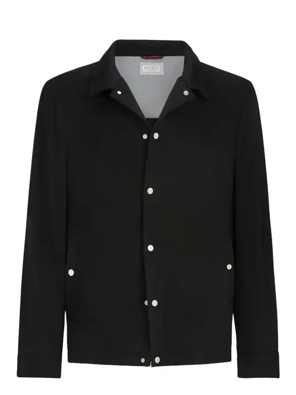 Brunello Cucinelli Lightweight Cashmere Flannel Shirt Jacket - Black