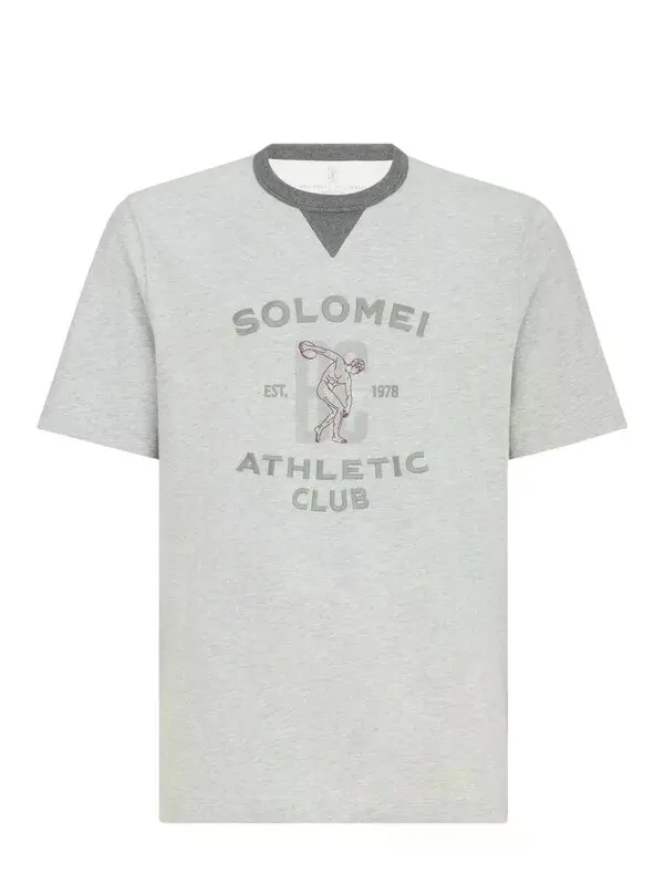 Brunello Cucinelli Cotton-jersey Crew-neck T-shirt With Print - Grey