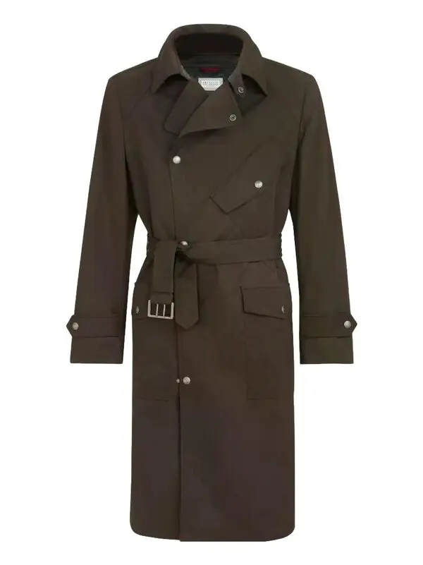 Brunello Cucinelli Water-resistant Microfiber Motorcyle Trench With Nappa Leather Inserts - Brown