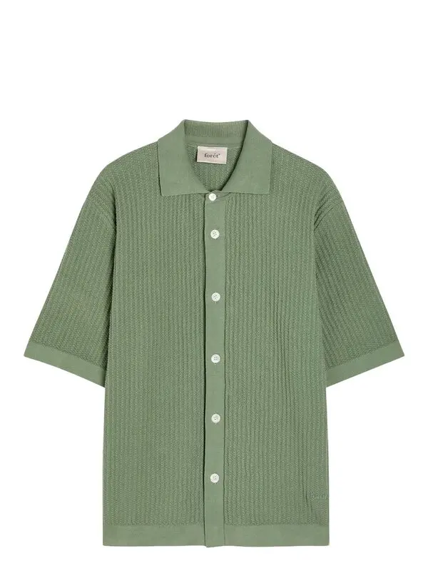 FORET Textured-knit Cotton Shirt - Green