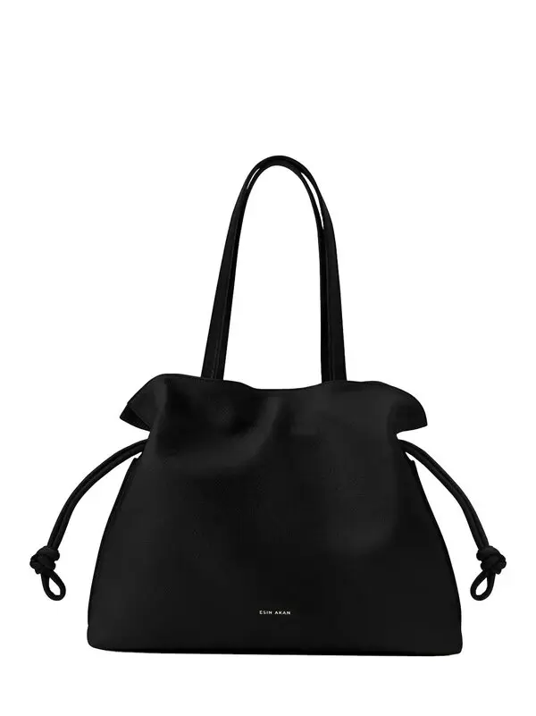 ESIN AKAN Large Emma Leather Tote Bag - Black