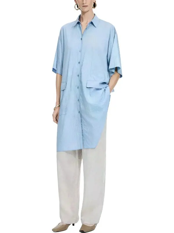 JNBY Crinkle-effect Striped Shirt Dress - Blue