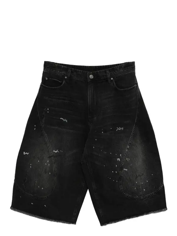 CROQUIS Paint Splatter Denim Shorts - Black