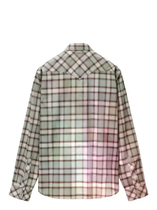 Versace Check-print Western-yoke Shirt - Green