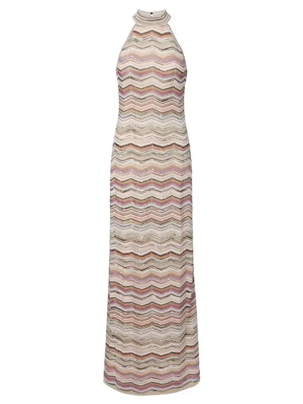 Missoni Zigzag Halterneck Sequined Maxi Dress - Multicoloured