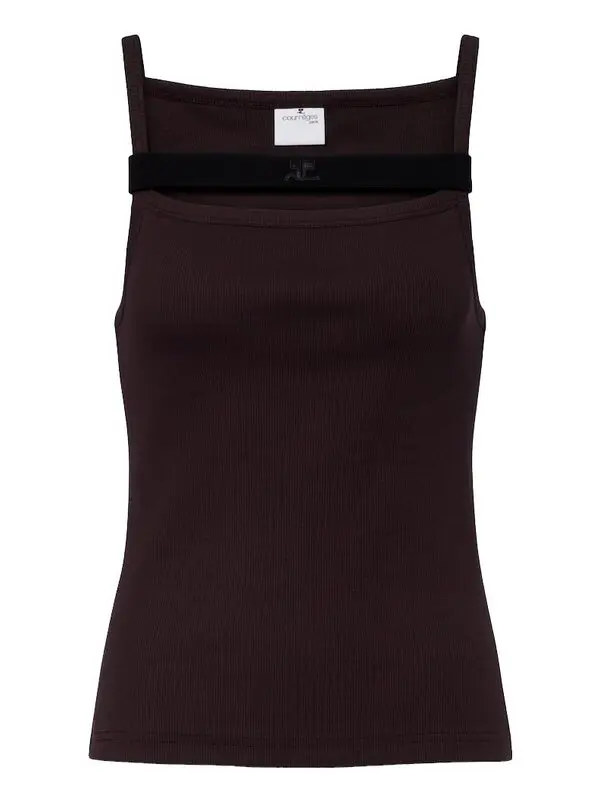 COURREGES Ribbed-knit Cotton Tank Top - Brown